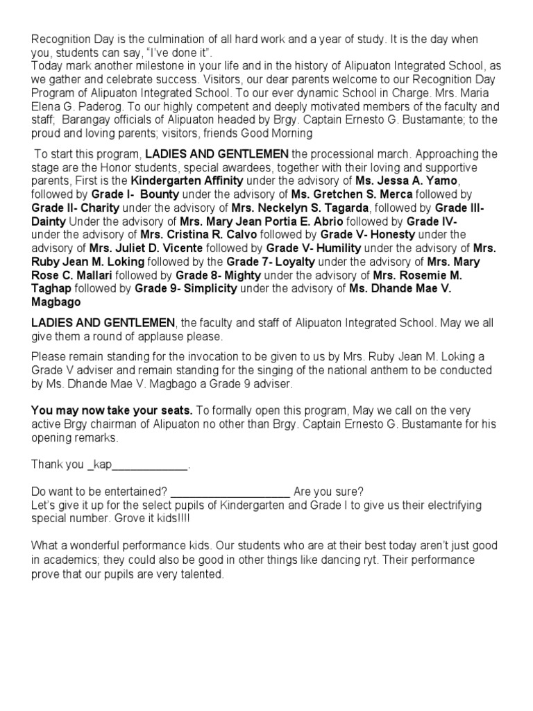 Script Graduation | PDF