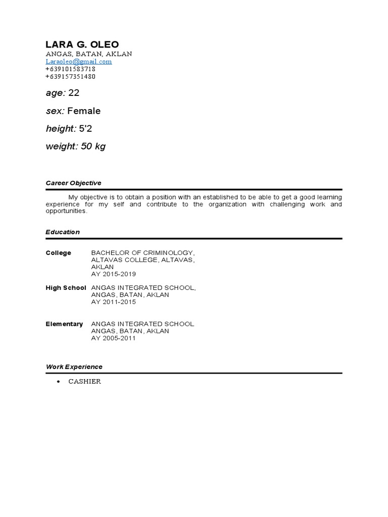 LARA G Resume | PDF