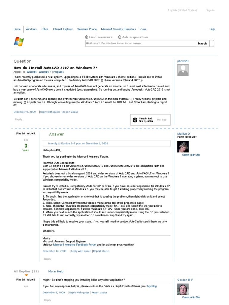 How Do I Install AutoCAD 2007 On Windows 7 | Download Free PDF | Auto ...