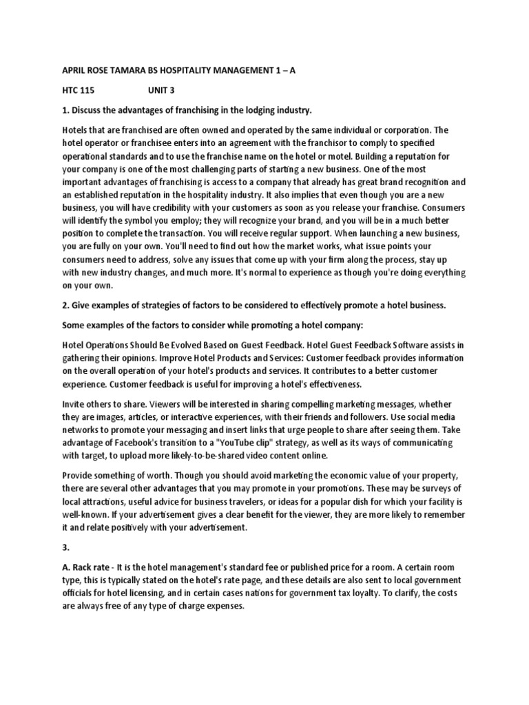 April Rose Tamara Bs Hospitality Management 1 Unit 3 HTC 115 | Download ...