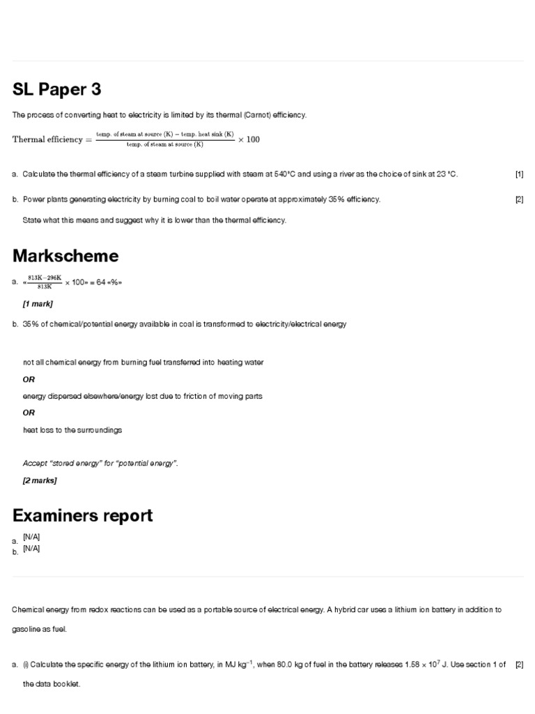 Markscheme SL Paper3 | PDF | Nuclear Fission | Fusion Power