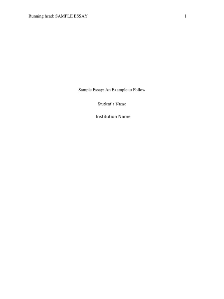 Apa Format Essay Example | PDF | Paragraph | Essays
