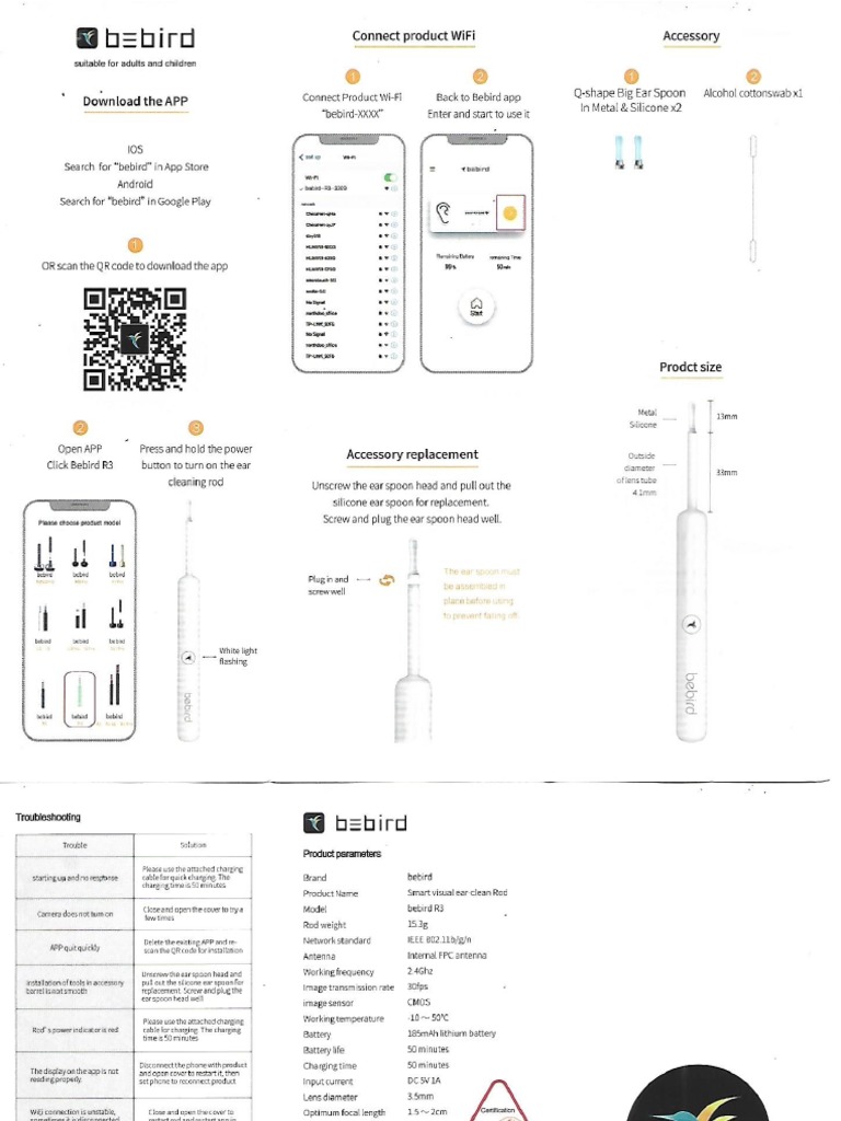Manual BEBIRD - Smart Visual EAR Clean Rod | PDF