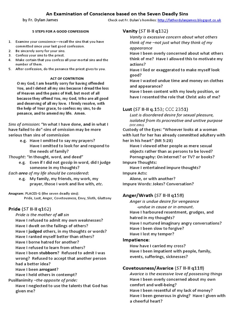 5 Steps For A Good Confession | PDF | Seven Deadly Sins | Confession ...