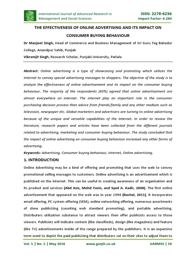 Online Advertisment Consumer Buying Behaviour | PDF | Consumer ...