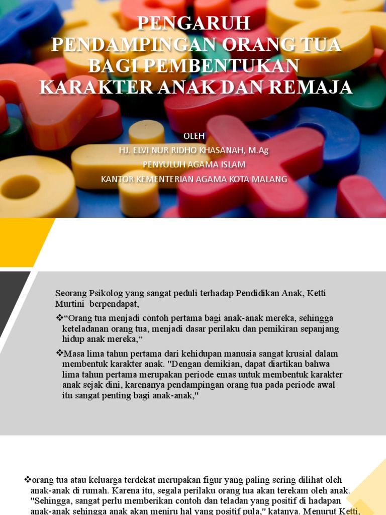 Pendampingan Orang Tua DLM Pembentukan Karakter Anak | PDF | Karier & Perkembangan ...