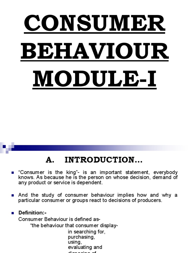 Consumer Behaviour Module-I | PDF | Consumer Behaviour | Behavior