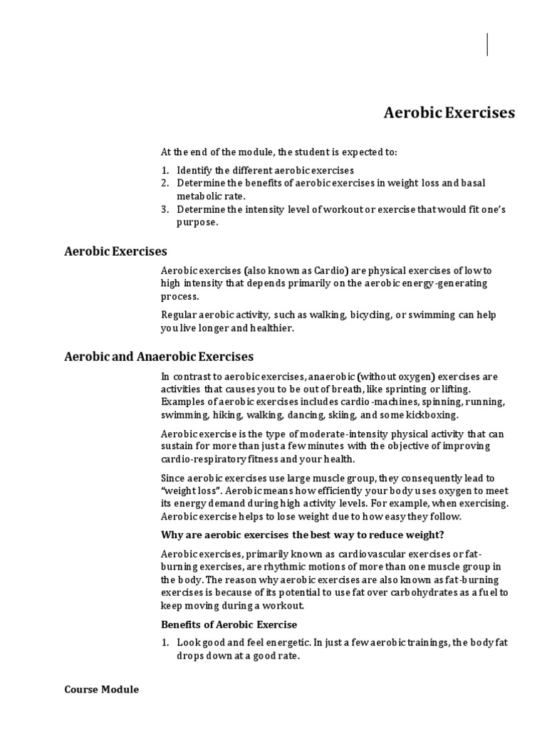 Week 012-Aerobic Exercises | PDF | Aerobic Exercise | Recreation