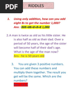 Mathematics (Age Problems With Solution) | PDF | Algebra | Equations