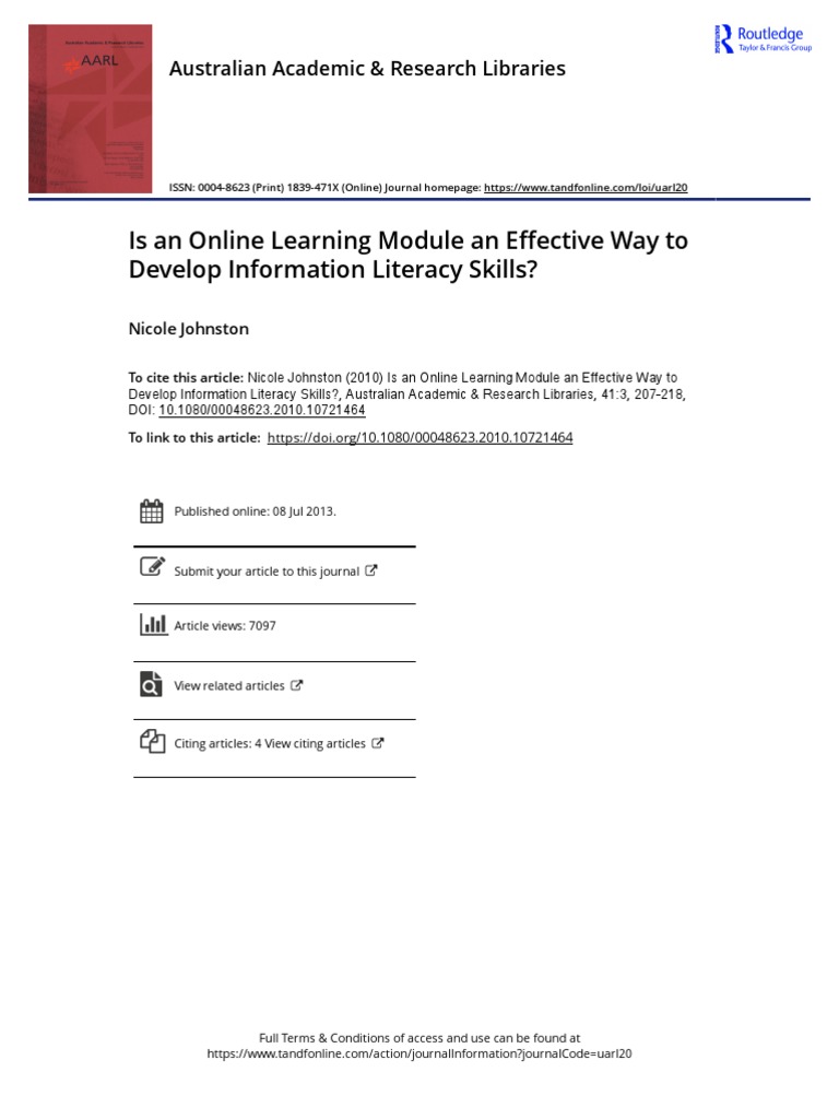 Is An Online Learning Module An Effective Way To Develop Information ...