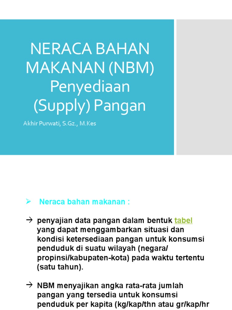 9.NERACA BAHAN MAKANAN (NBM) - Penyediaan Pangan | PDF