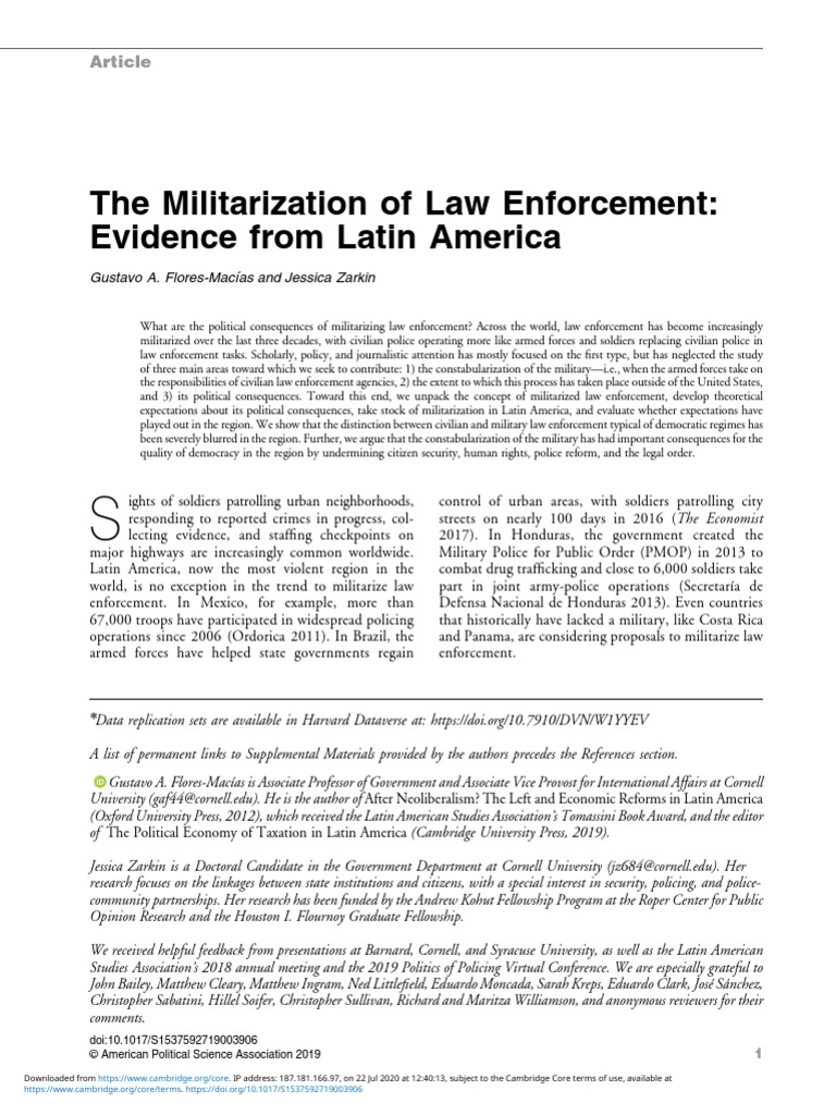 Militarization of Law Enforcement Evidence From Latin America | PDF ...