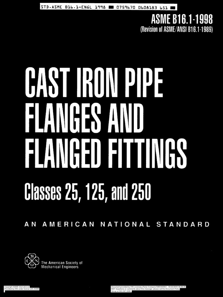 Asme B16.1 | PDF | Pipe (Fluid Conveyance) | Building Engineering