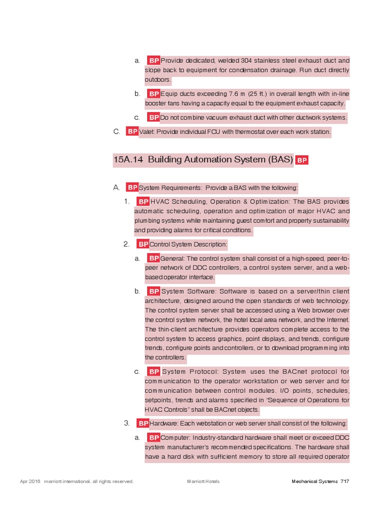 Marriott Specifications BAS | PDF | Building Automation | Operating System