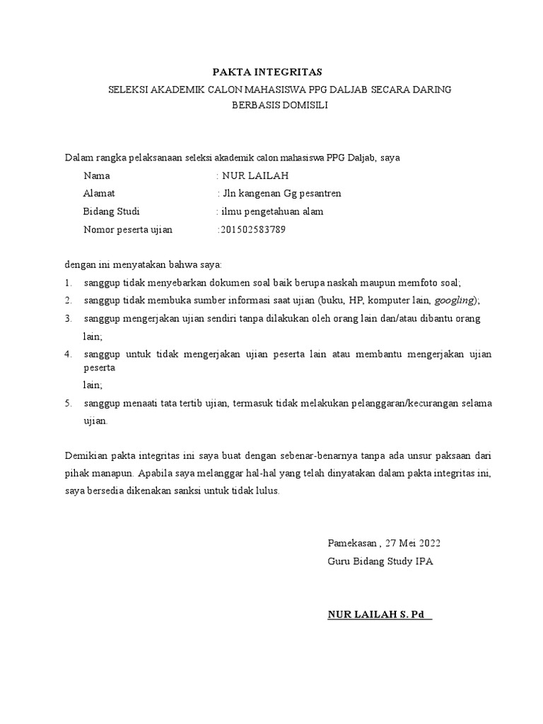 Selection Process Integrity Pledge | PDF