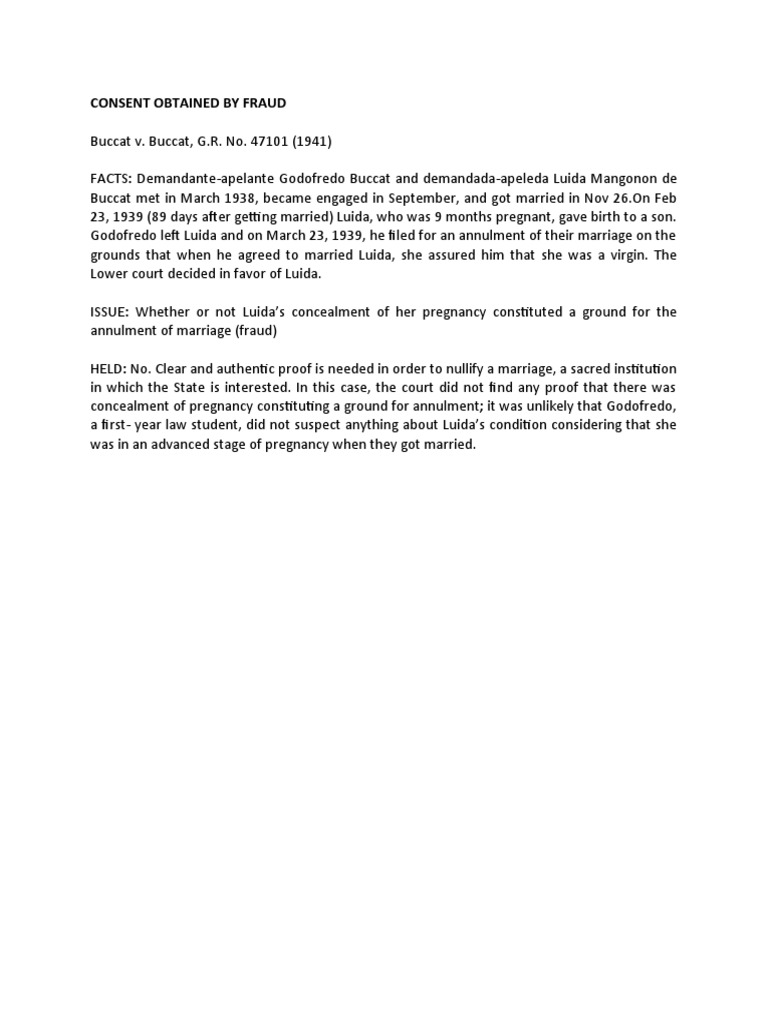 Buccat v. Buccat, G.R. No. 47101 (1941) | PDF | Law