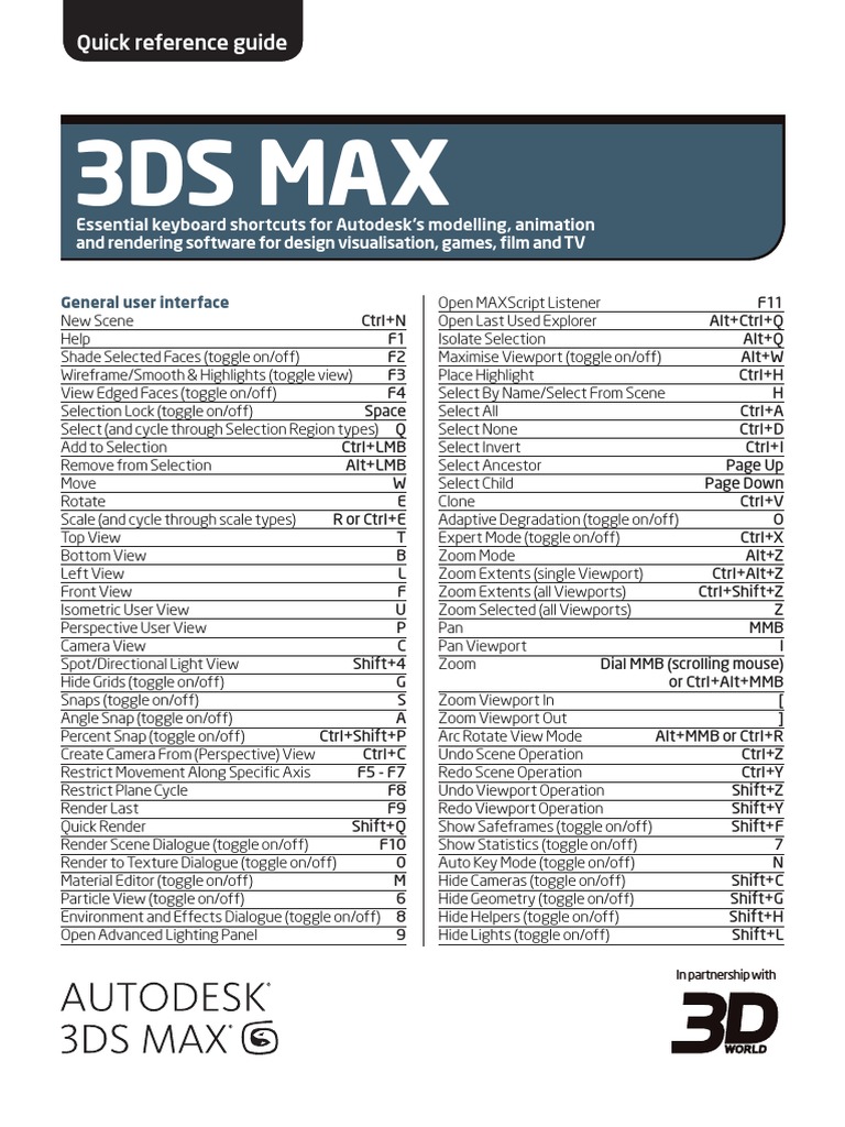 3dsmax Shortcuts | PDF | Computing | Computer Graphics