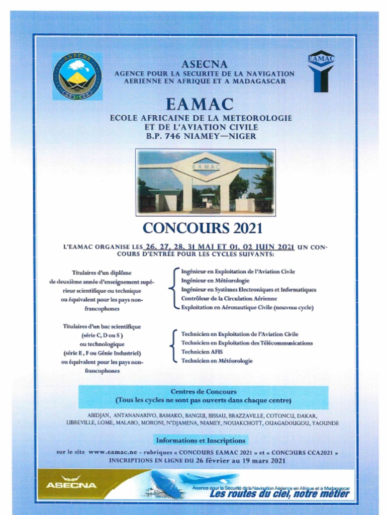 Avis de Concours D'entree A L'eamac | PDF