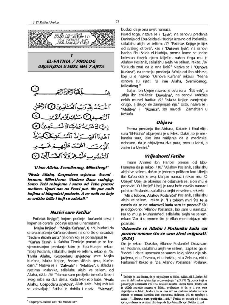 Tefsir Ibn Kesir - El-Fatiha (Prolog) | PDF