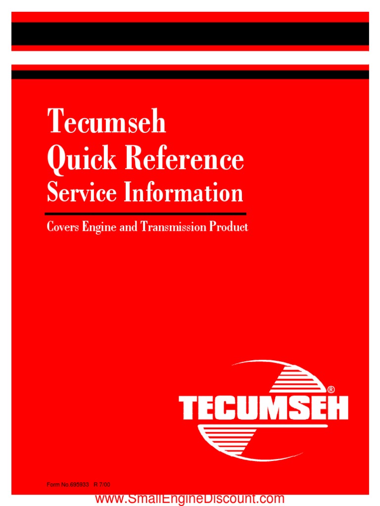 Tecumseh Quick Reference - Small Engine Discount | PDF | Carburetor | Throttle