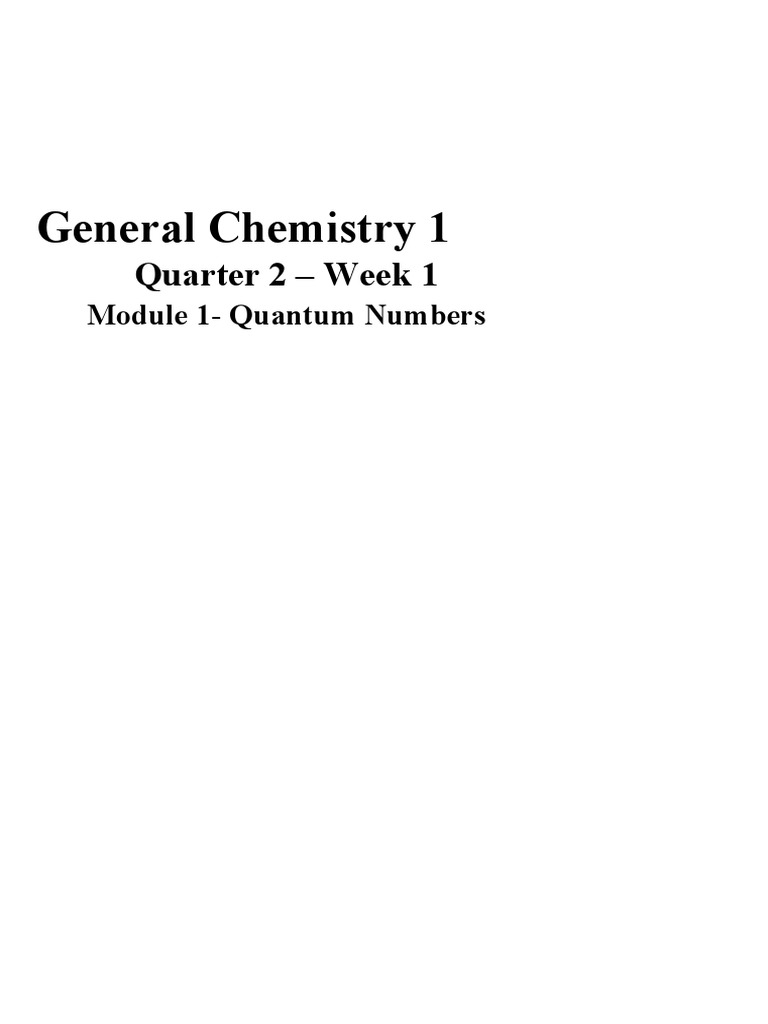 General Chemistry 1: Quarter 2 - Week 1 | PDF | Atomic Orbital ...