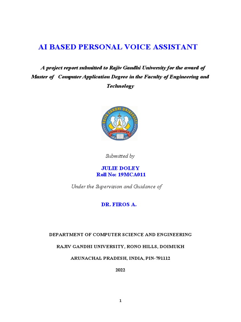 Ai Based Personal Voice Assistant | PDF | Software | Python ...