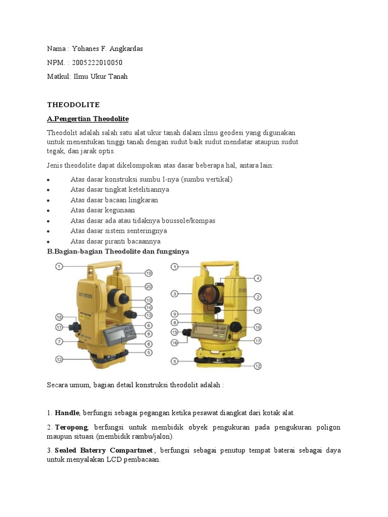 TUGAS UIT Theodolite | PDF