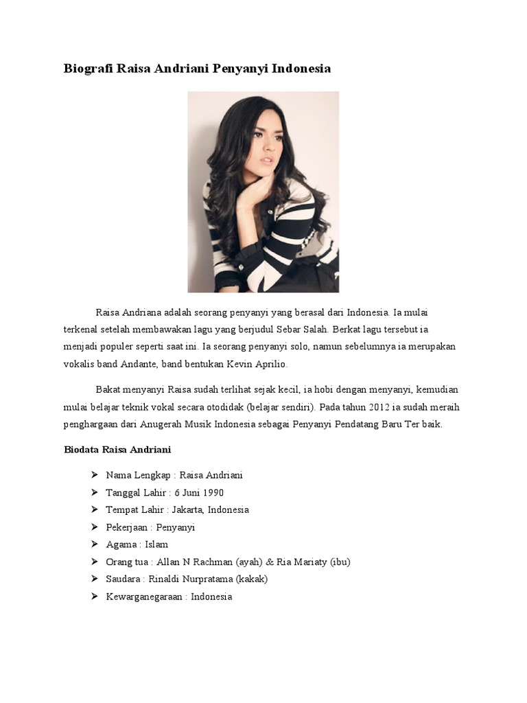 Biografi Raisa Andriani 2 | PDF