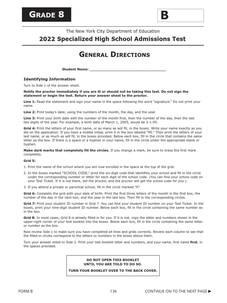 2022 Shsat Sample Test B and Explanations | PDF | Wright Brothers ...