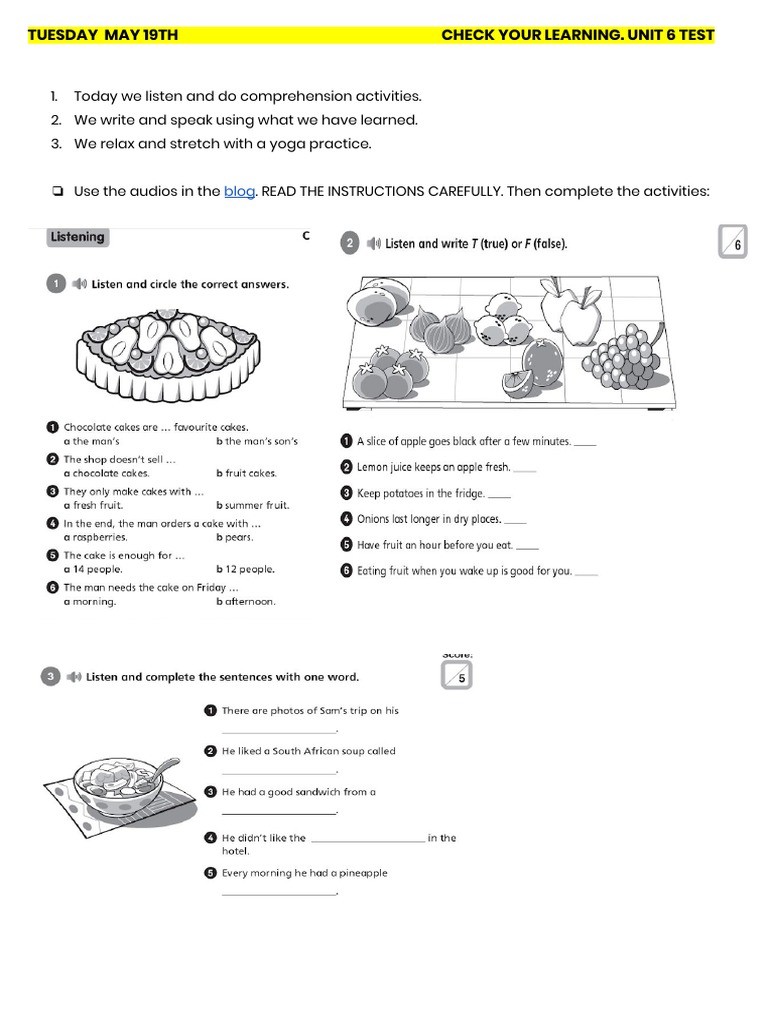 Unit 6 Test Learning Activities | PDF | Career & Growth | Language Arts ...