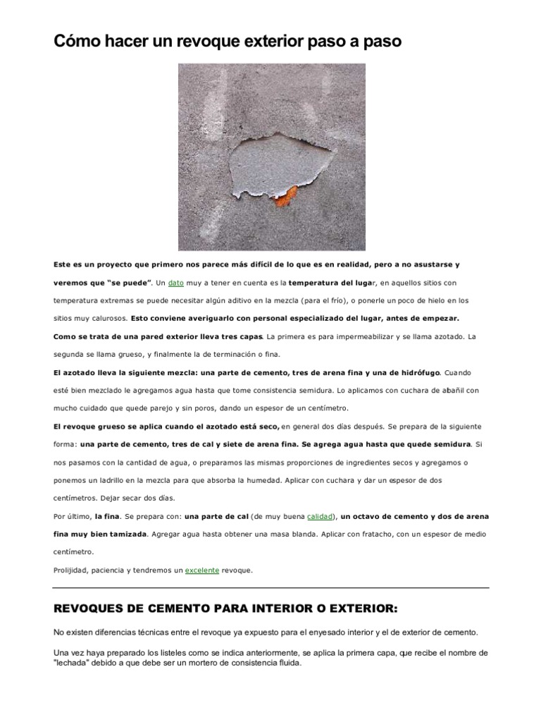 Cómo hacer revoque exterior eficazmente | PDF | Cemento | Naturaleza