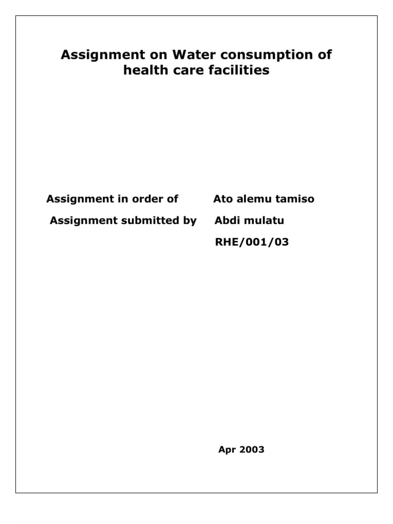 Assignment On Water Consumption of Health Care Facilities | PDF | Air ...