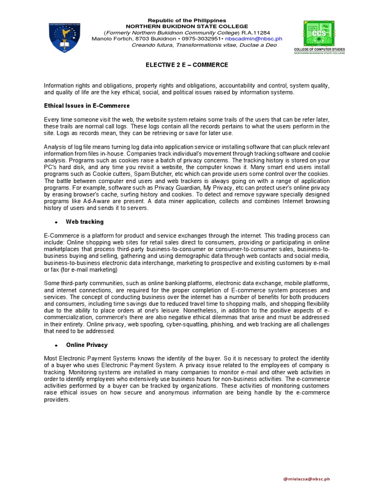 Ethical, Social and Political Issues in E-Commerce | PDF | Internet ...