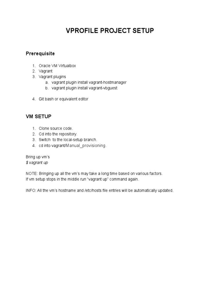 Vprofile Project Setup: Prerequisite | PDF | Superuser | My Sql
