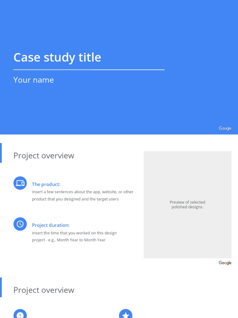 Google UX Design Certificate - Portfolio Project 1 - Case Study Slide Deck (Template) | PDF ...