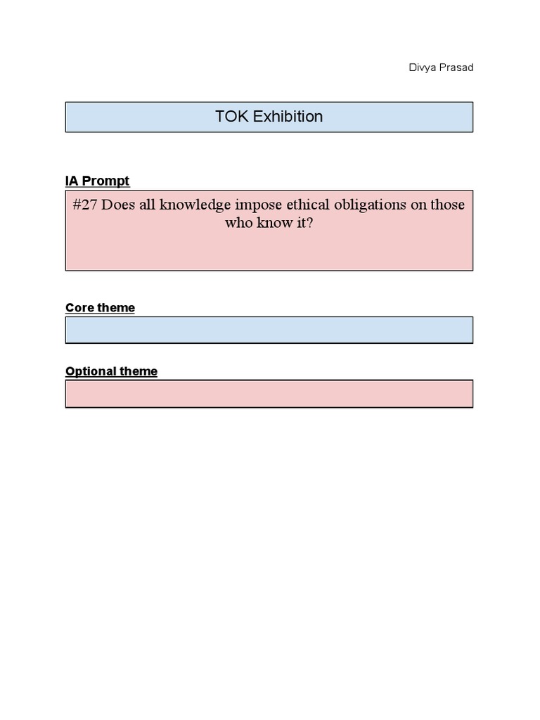 TOK Exhibition: IA Prompt | PDF | Value (Ethics) | Knowledge