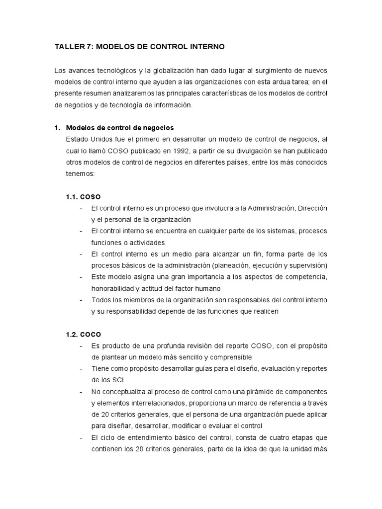 Modelos de Control Interno | PDF | Crecimiento personal y profesional ...
