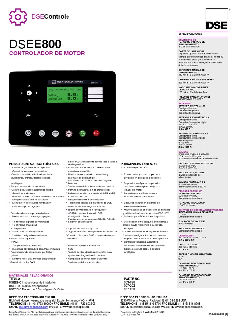 E800 Data Sheet Spanish | PDF | Pantalla de cristal líquido | Corriente ...