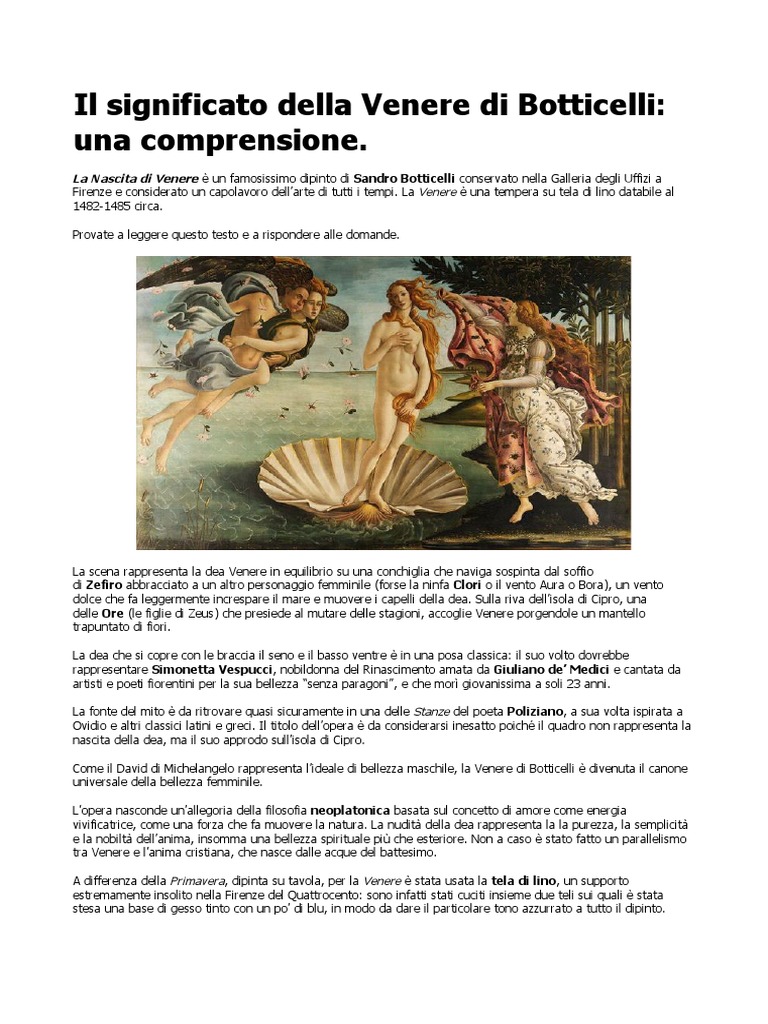Il Significato Della Venere Di Botticelli | PDF