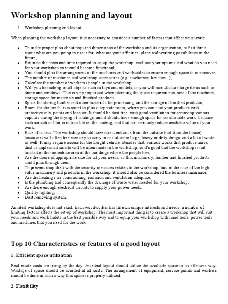 Workshop Planning and Layout Drawing Standards | PDF | Technical ...