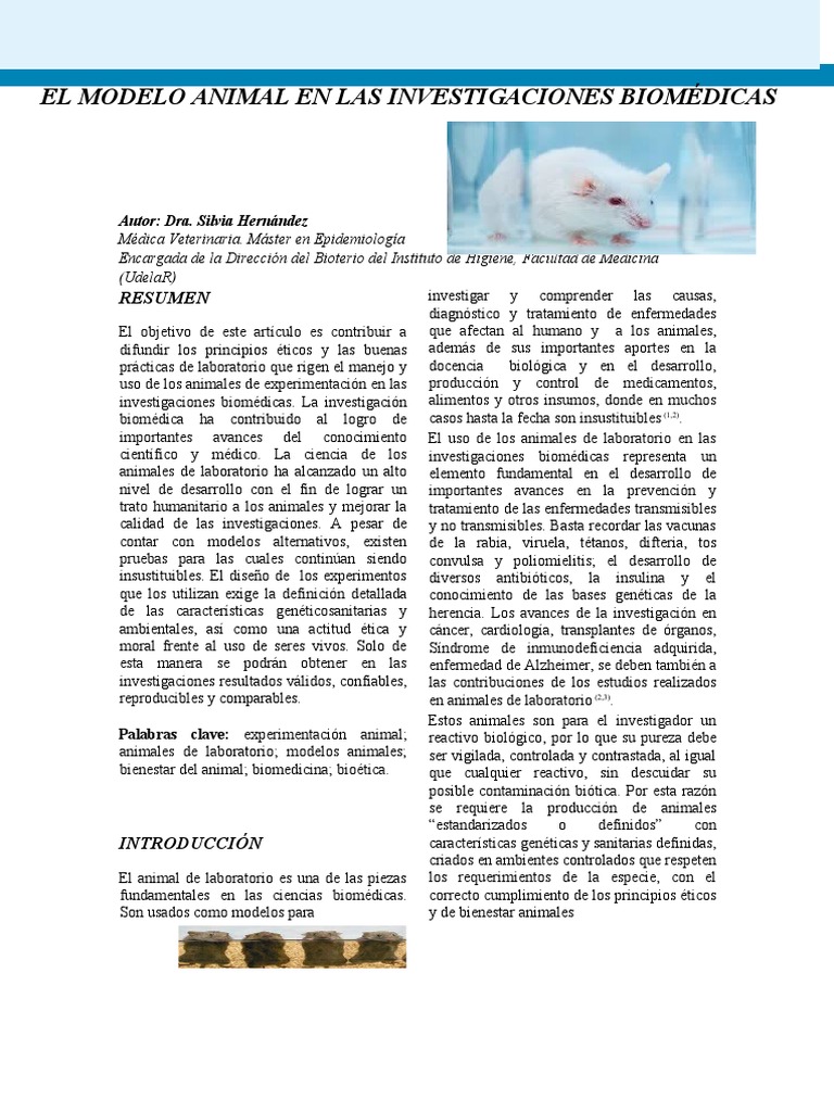 Artículo de Dibulgacion, Modelo Animal en Las Invest - Biomédicas | PDF ...