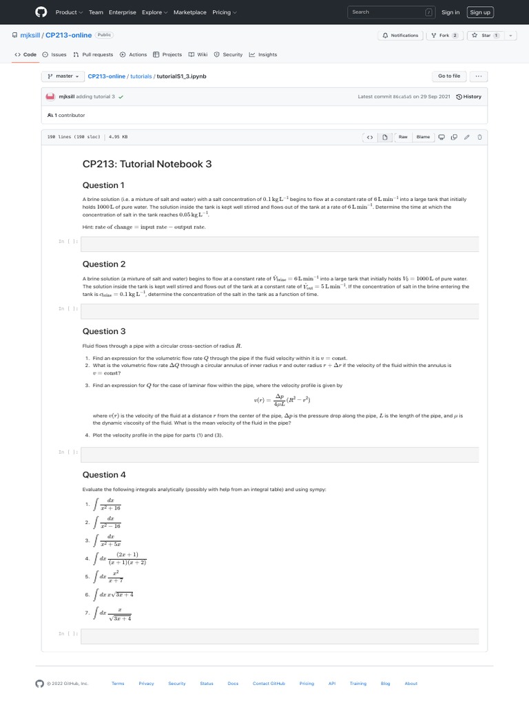 CP213: Tutorial Notebook 3 | PDF | Mechanics | Motion (Physics)