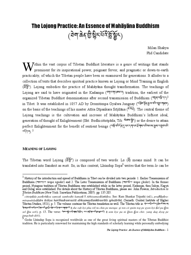 The Lojong Practice | PDF | Mahayana | Tibetan Buddhism