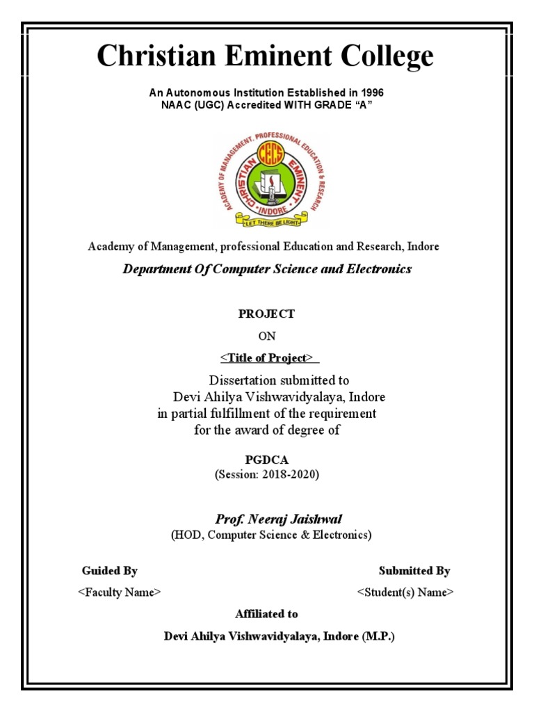 Christian Eminent College: Department of Computer Science and ...