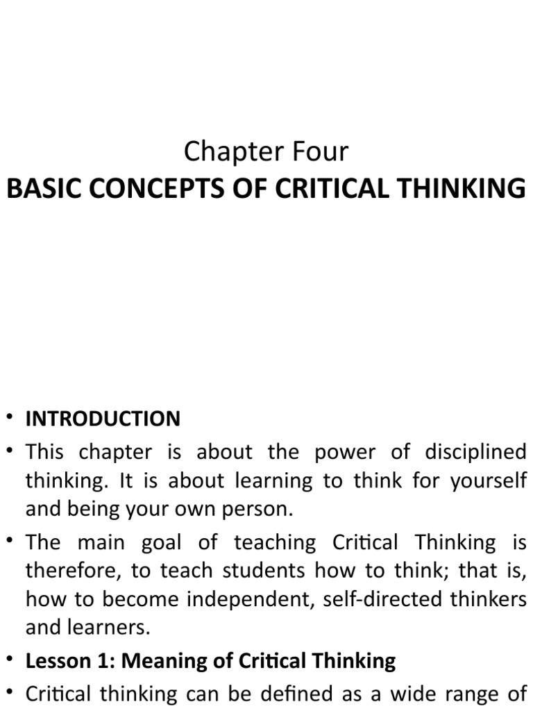 Chapter Four: Basic Concepts of Critical Thinking | PDF | Critical ...
