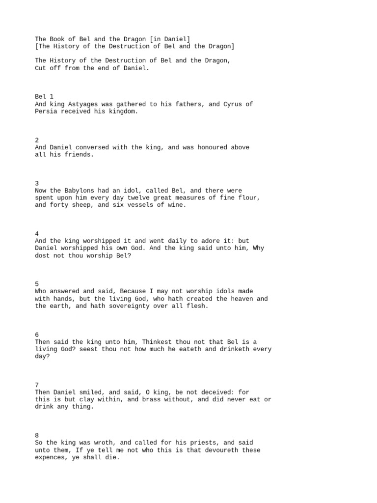 Bel and The Dragon (In Daniel) | PDF