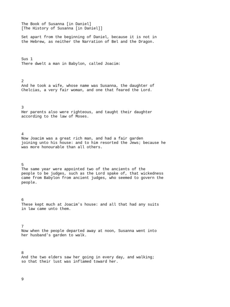 The Book of Susanna (In Daniel) | PDF