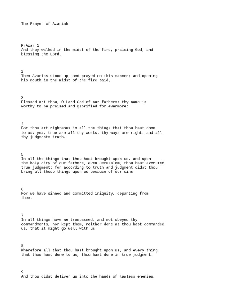 The Prayer of Azariah | PDF | Sacrifice | Religious Belief And Doctrine