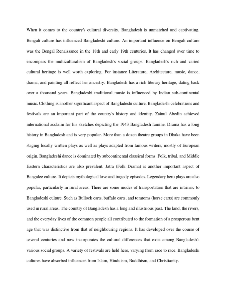 Bangladesh Culture Body Paragraph | PDF | Bangladesh | Asia