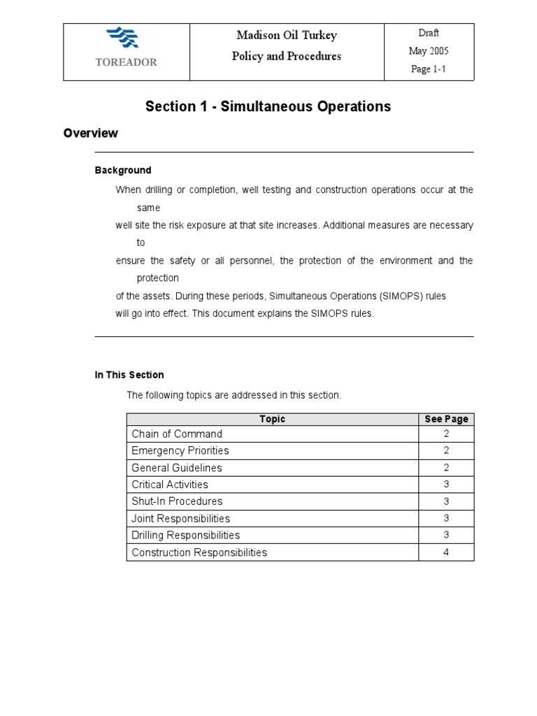 Section 1 - Simultaneous Operations: Madison Oil Turkey Policy and ... Section 1 - Simultaneous Operations: Madison Oil Turkey Policy and ...